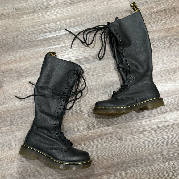 Dr. Martens | Shoes | Dr Martens B6 Black Virginia Leather 20 Eye Zip Combat Boots | Poshmark